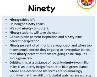 Ninety in a Sentence in English Archives - English Grammar Here