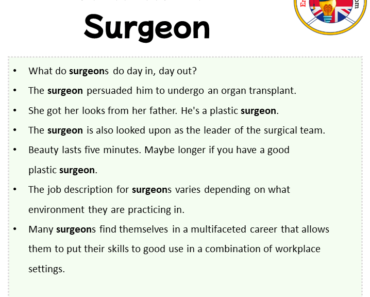Sentences with Surgeon Archives - English Grammar Here
