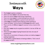 Sentences with Ways, Ways in a Sentence in English, Sentences For Ways ...