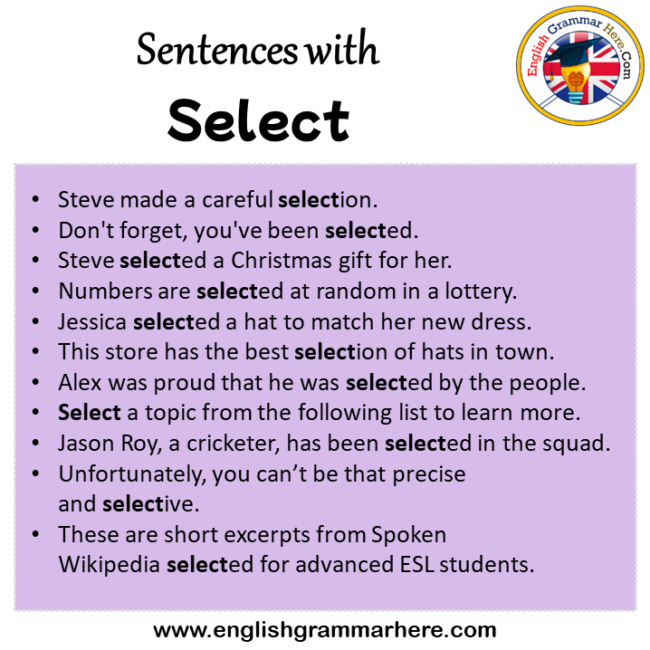 Sentences With Select Select In A Sentence In English Sentences For Sentences With Select Select In A Sentence In English Sentences For